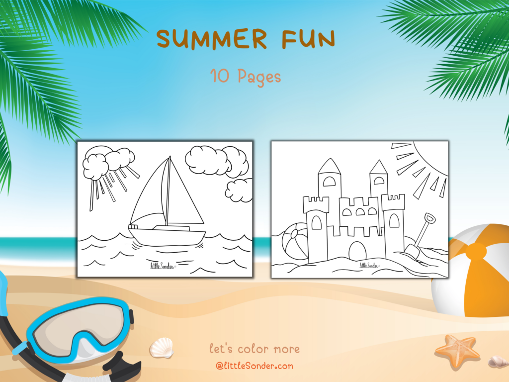 10 Summer Fun Coloring Pages - littleSonder