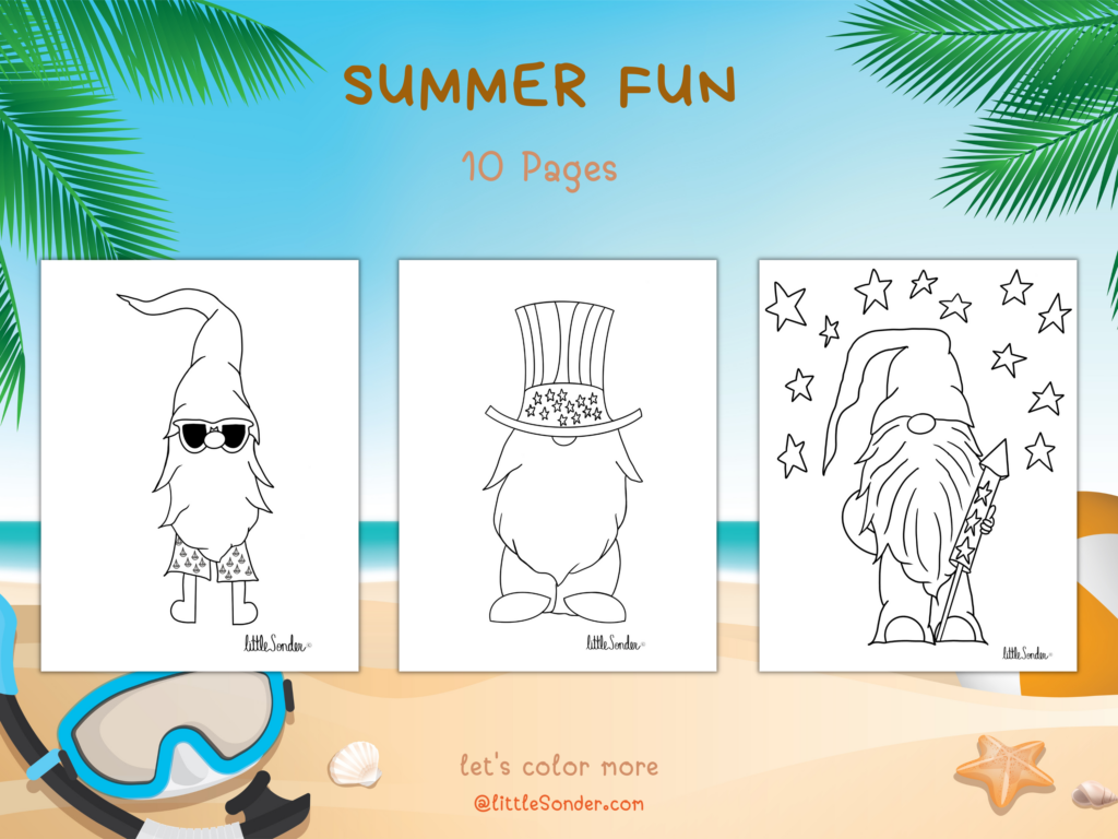 10 Summer Fun Coloring Pages - littleSonder